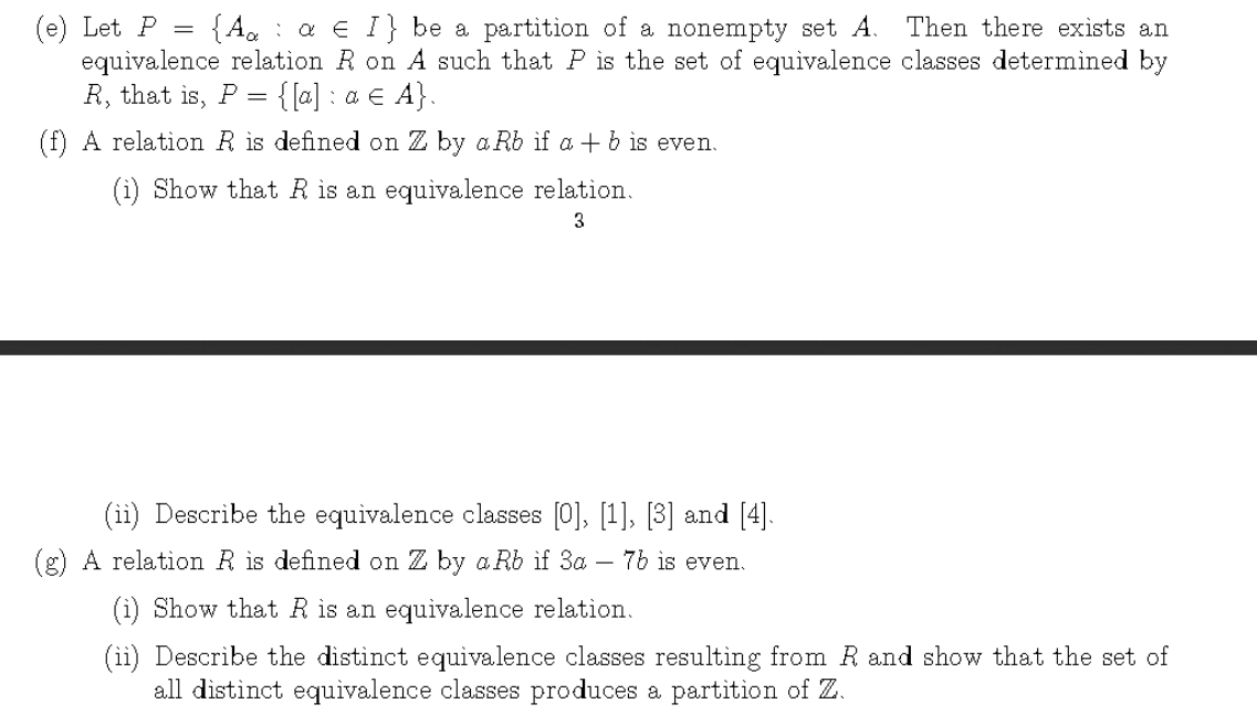 Solved = (e) Let P {Aq i a E I} be a partition of a nonempty | Chegg.com