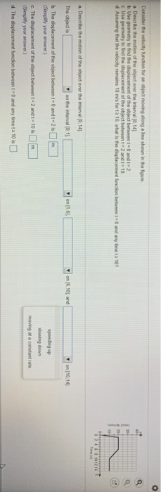 Solved Consider the velocity function for an object moving | Chegg.com