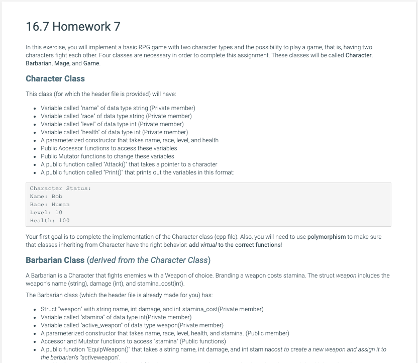 Solved C++!!!!! 16.7 Homework 7 In this exercise, you will | Chegg.com