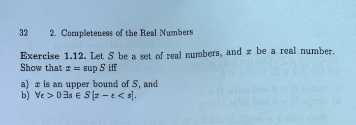 Solved 32 2. Completeness of the Real Numbers Exercise 1.12. | Chegg.com