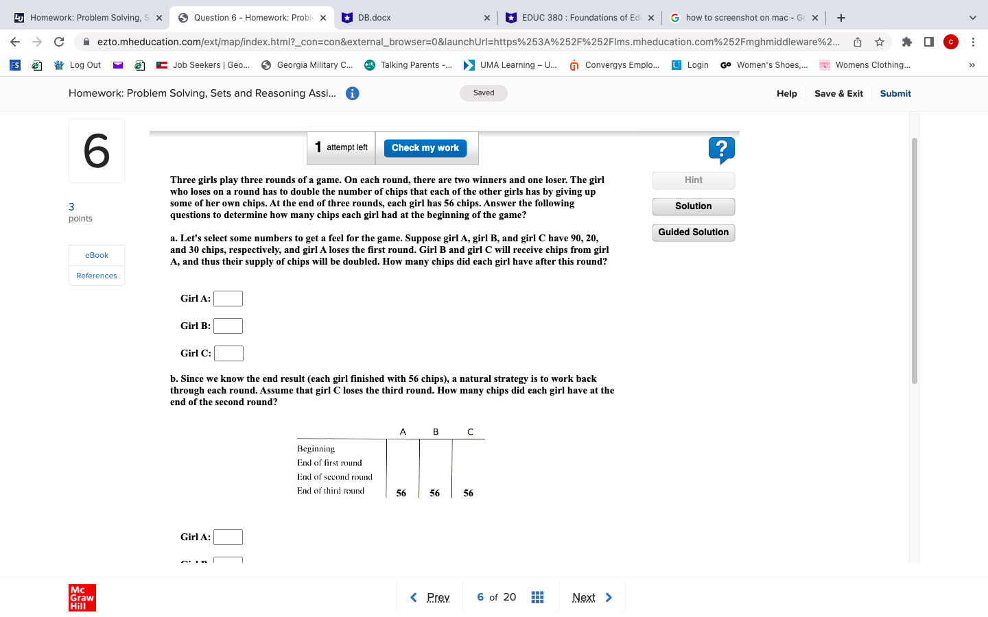 Solved Three girls play three rounds of a game. On each | Chegg.com