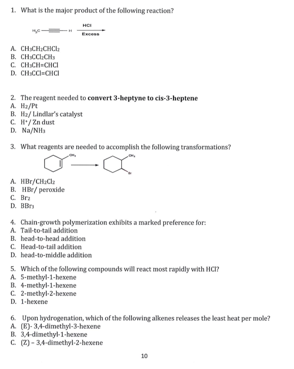 Solved 1. What is the major product of the following | Chegg.com