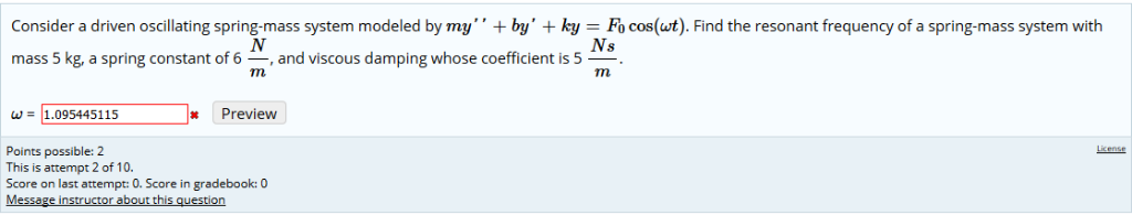 Solved Consider a driven oscillating spring-mass system | Chegg.com