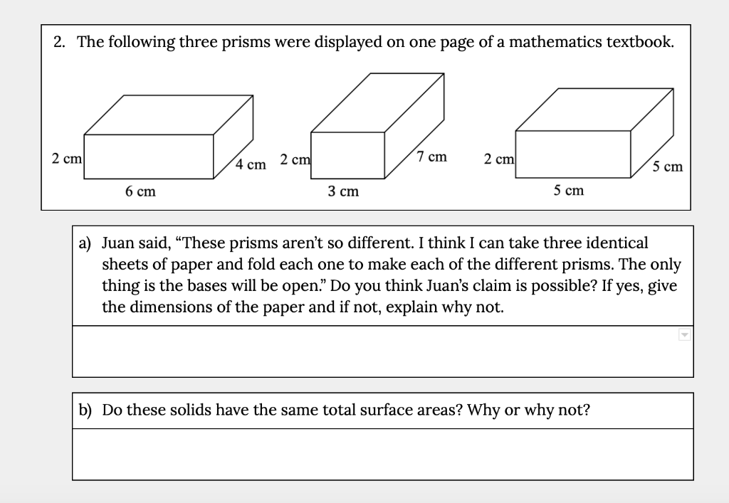 Solved 2. The following three prisms were displayed on one | Chegg.com