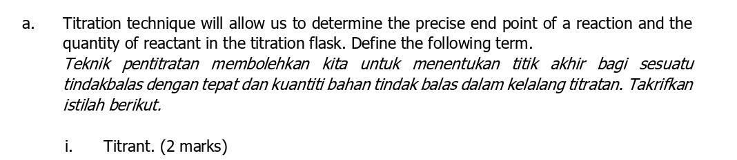 Solved a. Titration technique will allow us to determine the | Chegg.com