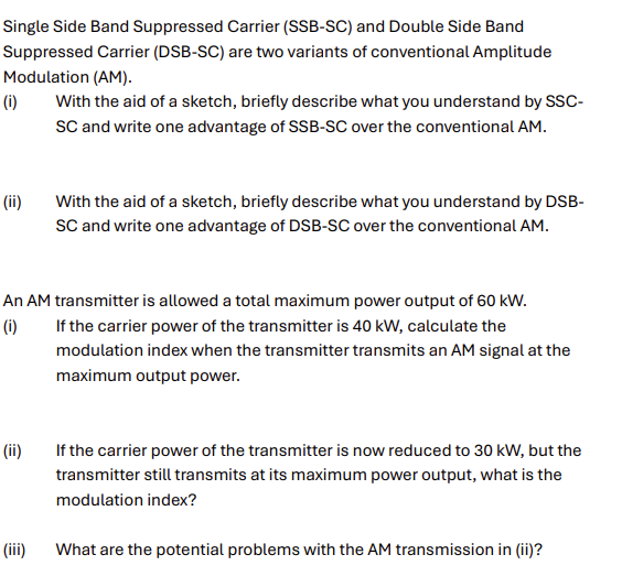 Solved Single Side Band Suppressed Carrier (SSB-SC) ﻿and | Chegg.com