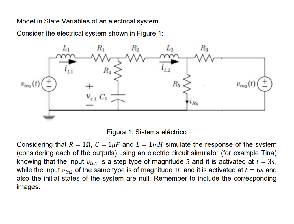 Solved Model in State Variables of an electrical system | Chegg.com