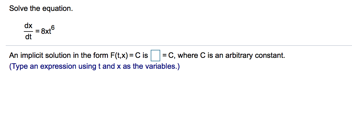 Solved Solve the equation. An implicit solution in the form | Chegg.com