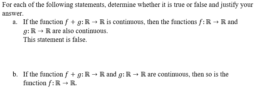 Solved For each of the following statements, determine | Chegg.com