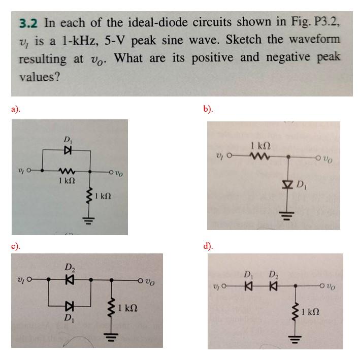 Solved 3.2 In each of the ideal-diode circuits shown in Fig. | Chegg.com