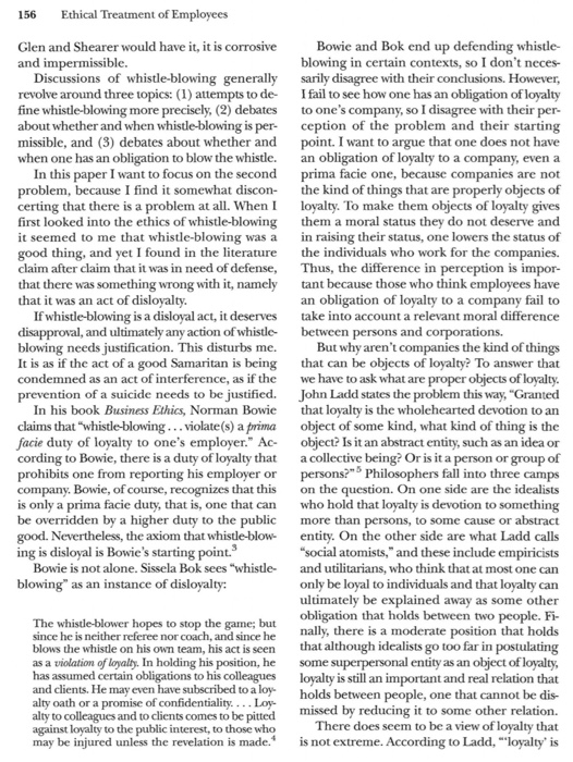 Solved Whistle-Blowing and Employee Loyalty Ronald Duska | Chegg.com