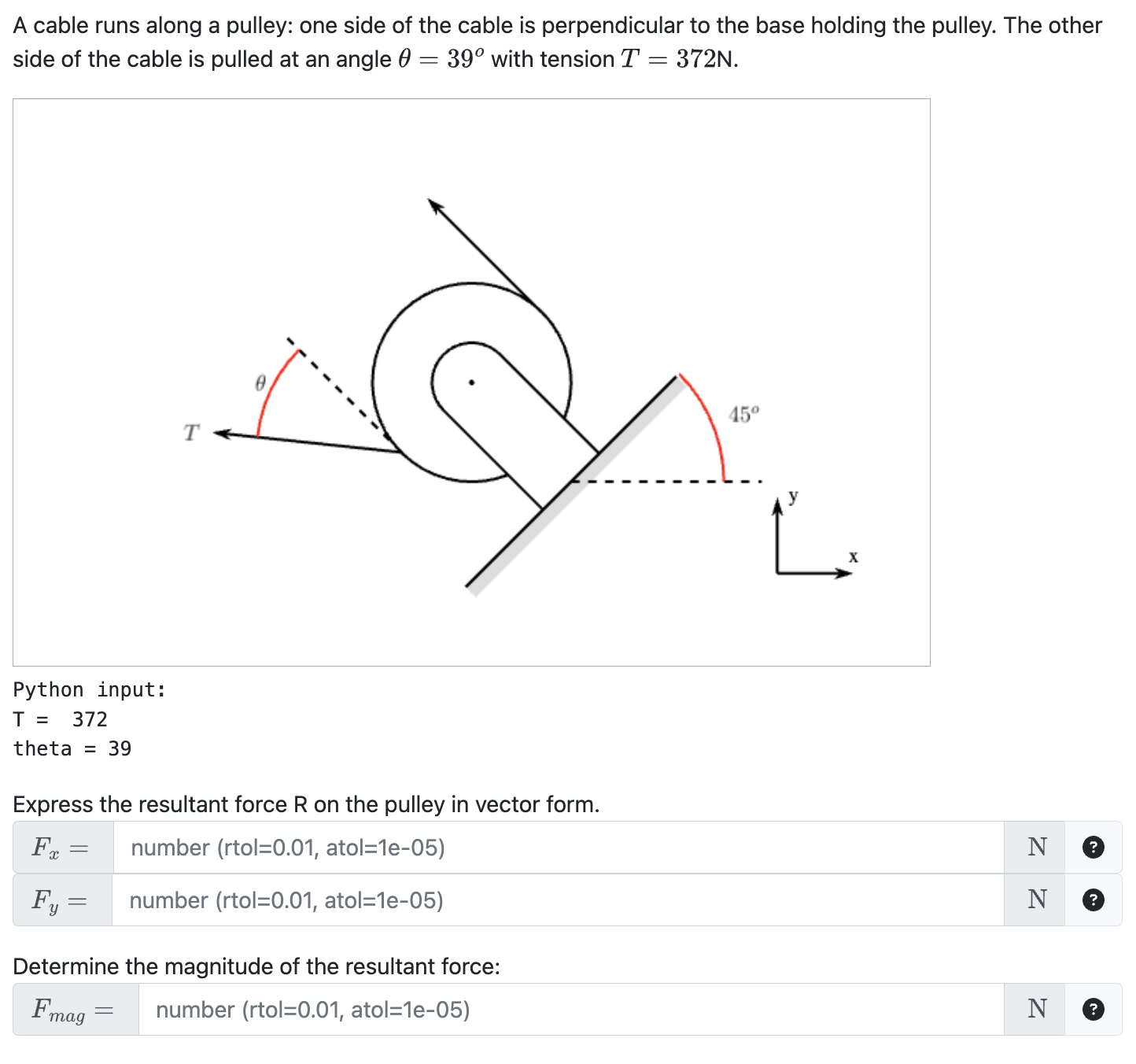 Solved A cable runs along a pulley: one side of the cable is | Chegg.com