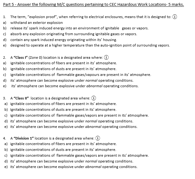Solved Part 5 - Answer the following M/C questions | Chegg.com