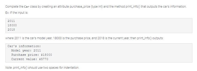 Solved Complete the Car class by creating an attribute | Chegg.com