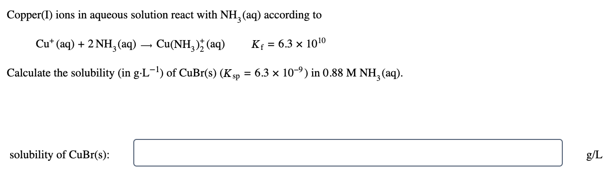 Solved Copper(I) ﻿ions in ﻿aqueous solution react with | Chegg.com