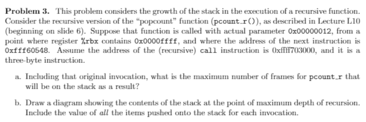 /* Recursive popcount */ long pcount_r(unsigned long | Chegg.com