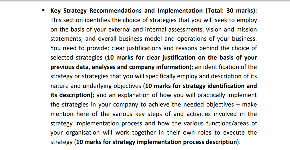 Solved Key Strategy Recommendations and Implementation | Chegg.com