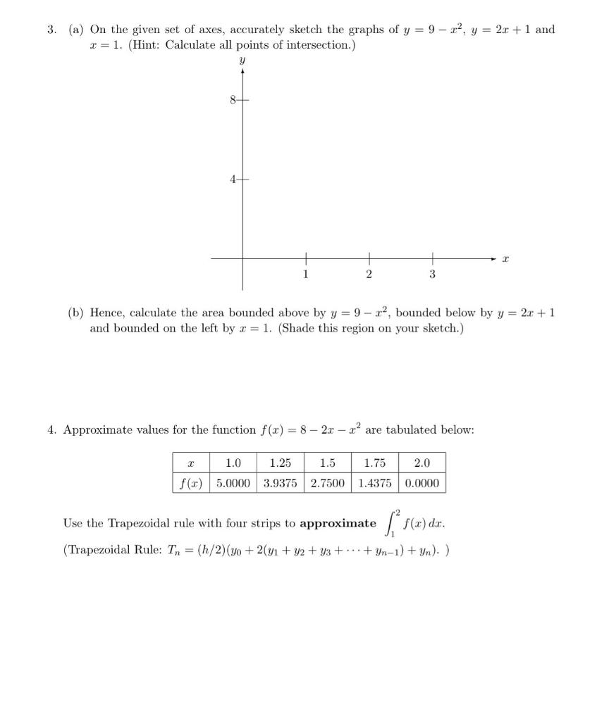 Solved 3. (a) On the given set of axes, accurately sketch | Chegg.com
