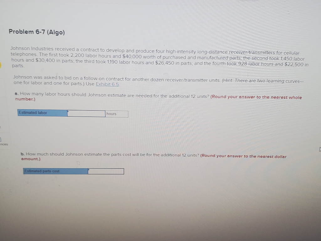 Solved Problem 6-7 (Algo) Johnson Industries received a | Chegg.com