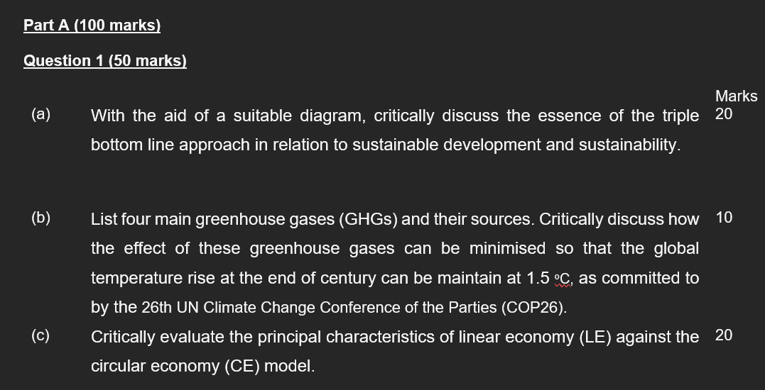 Solved Part A (100 marks) Question 1 (50 marks) (a) With the | Chegg.com