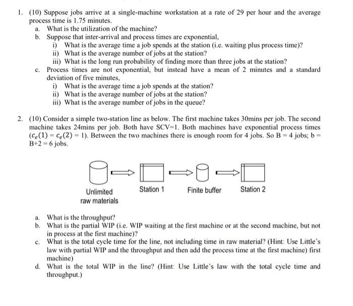 Solved 1. (10) Suppose jobs arrive at a single-machine | Chegg.com