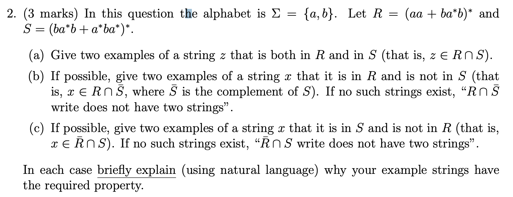 Solved 2 3 Marks In This Question The Alphabet Is 