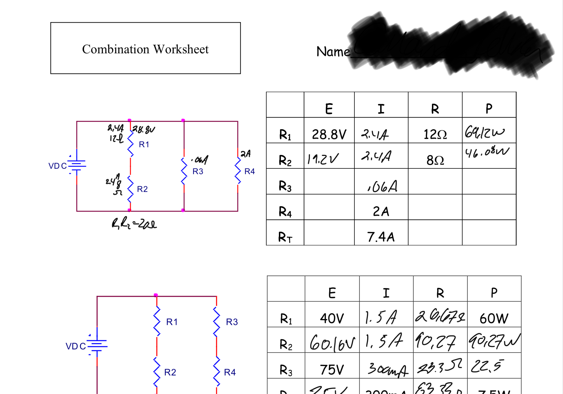 Solved I am working on these series parallel circuit | Chegg.com