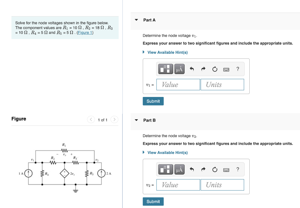 Solved Part A Solve For The Node Voltages Shown In The 