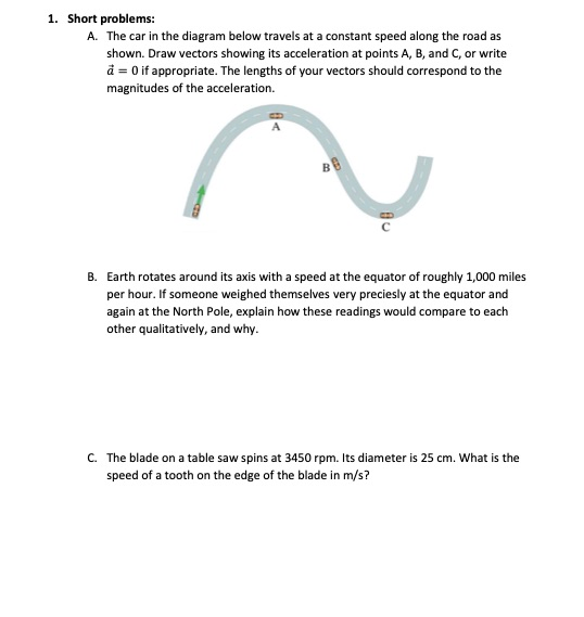 Solved 1. Short problems: A. The car in the diagram below | Chegg.com