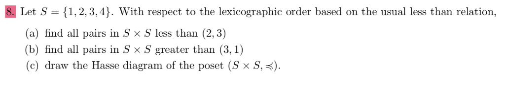 Solved 困let S F 1 2 3 4 With Respect To The Lexicographic