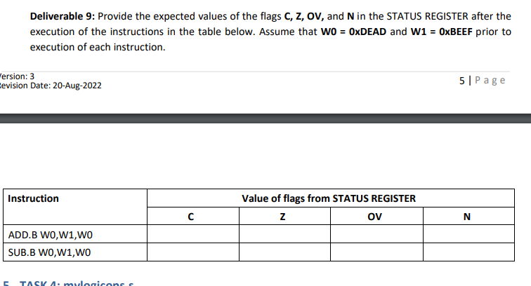 Solved Deliverable 9: Provide the expected values of the | Chegg.com