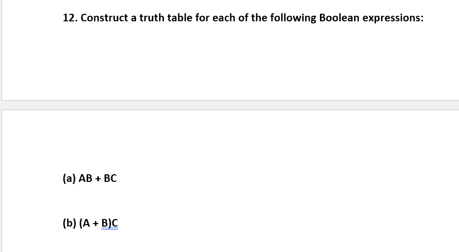Solved 12. Construct a truth table for each of the following | Chegg.com