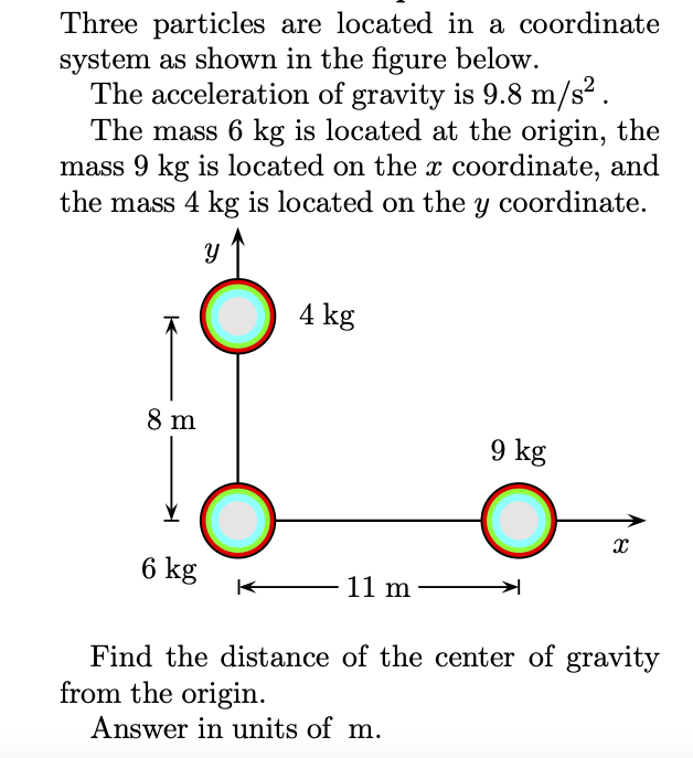 Solved Three particles are located in a coordinate system as | Chegg.com