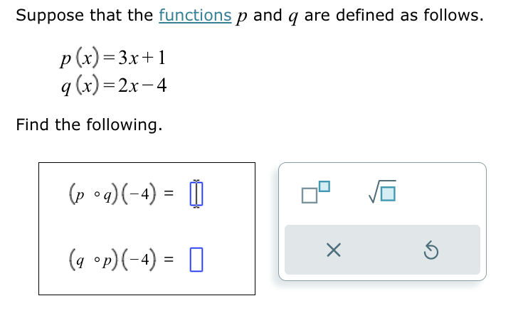 Solved Suppose that the functions p and q are defined as | Chegg.com