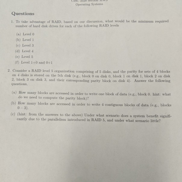 Solved Operating Systems Questions 1. To take advantage of | Chegg.com