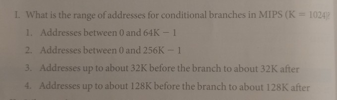 Solved I. What is the range of addresses for conditional | Chegg.com