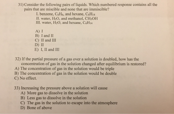 Solved Consider the following pairs of liquids. Which | Chegg.com
