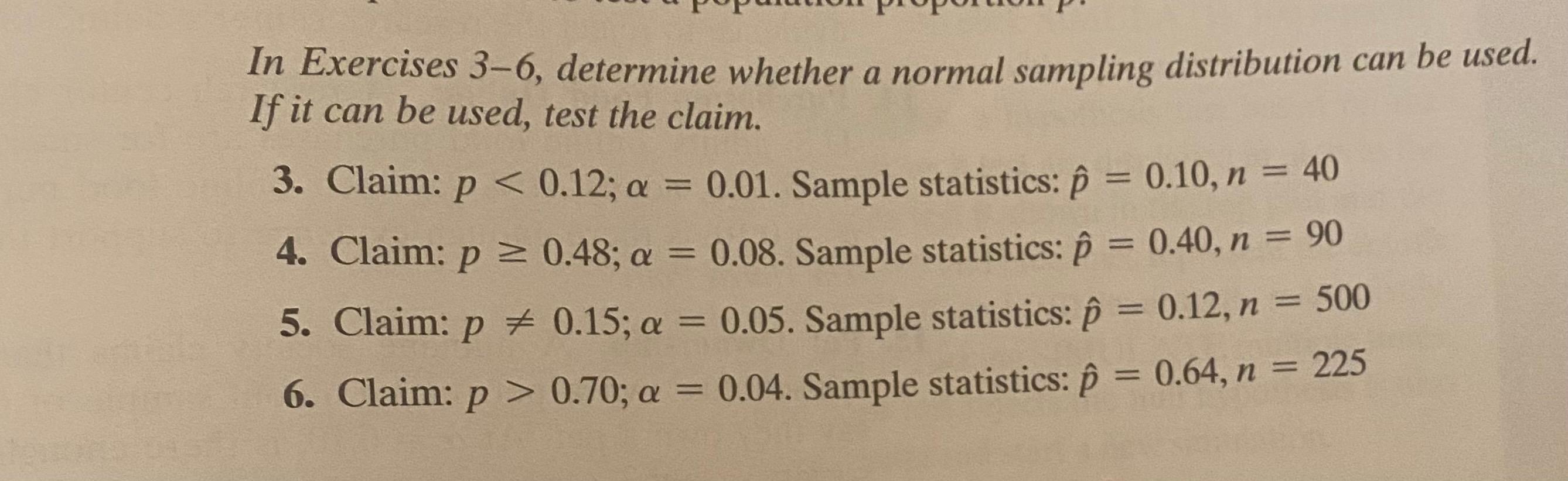 Solved In Exercises 3-6, determine whether a normal sampling | Chegg.com