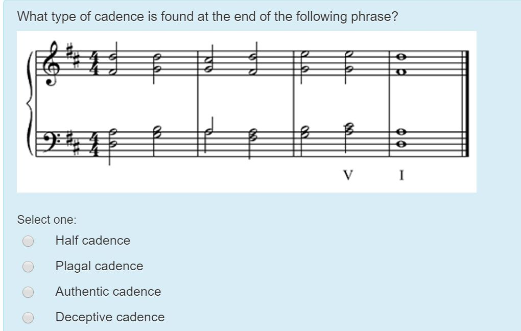 Solved What type of cadence is found at the end of the | Chegg.com