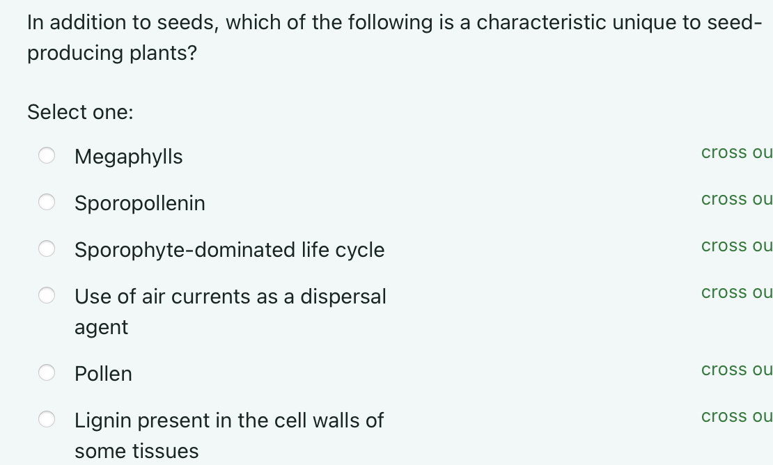 Solved In addition to seeds, which of the following is a | Chegg.com