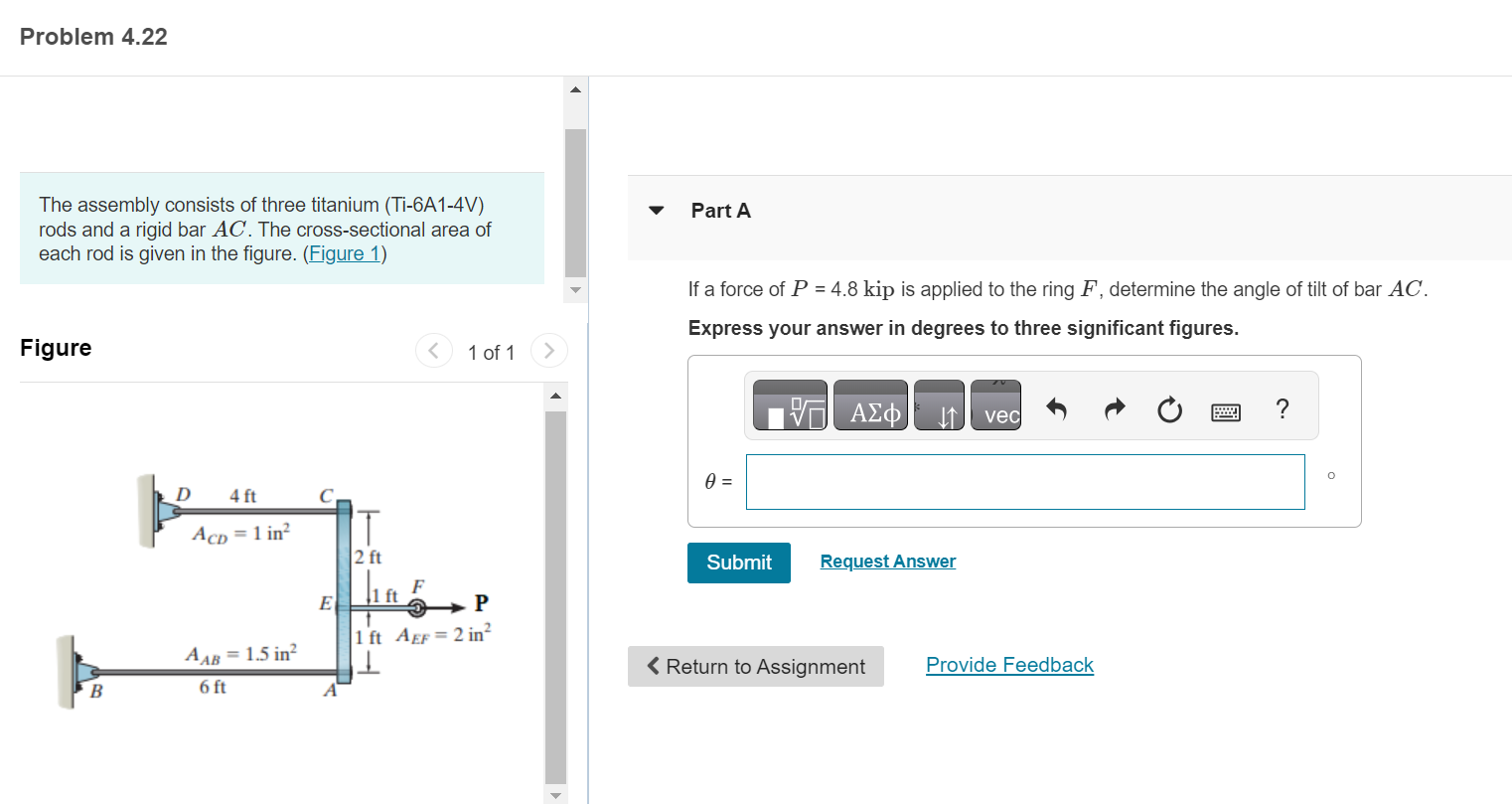 Solved The assembly consists of three titanium (Ti-6A1-4V) | Chegg.com