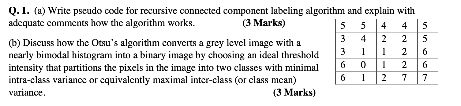 Q. 1. (a) Write pseudo code for recursive connected | Chegg.com