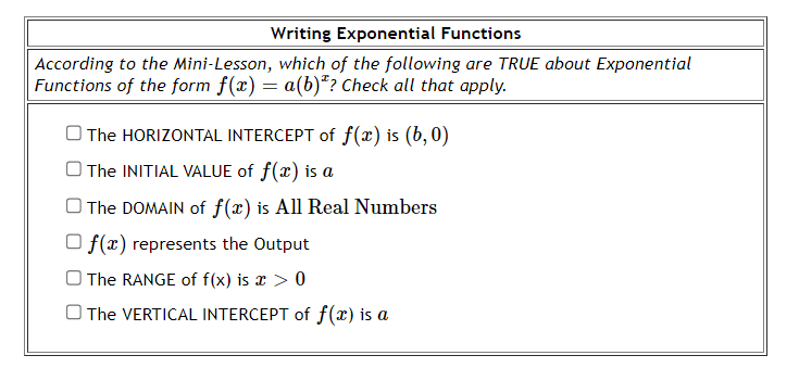 Solved Writing Exponential Functions According to the | Chegg.com