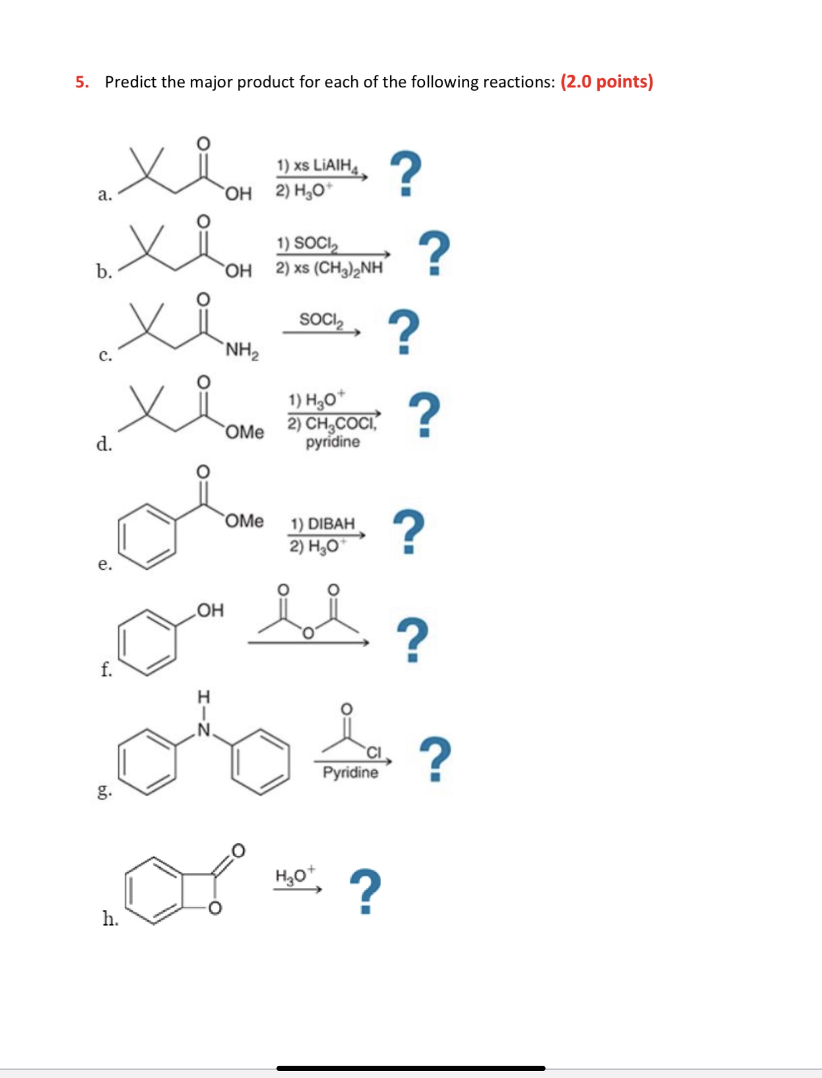 Solved 5. Predict the major product for each of the | Chegg.com