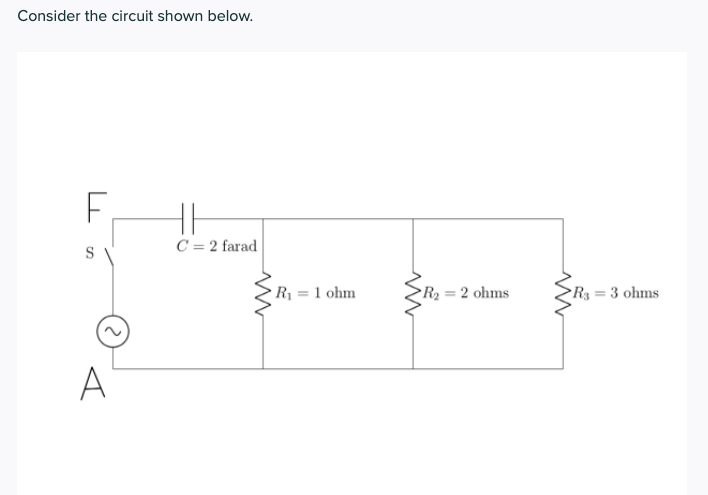 Solved Consider the circuit shown below. F HE S C = 2 farad | Chegg.com