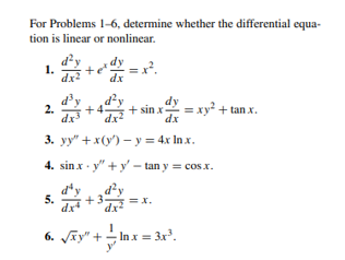 Solved For Problems 1-6, determine whether the differential | Chegg.com