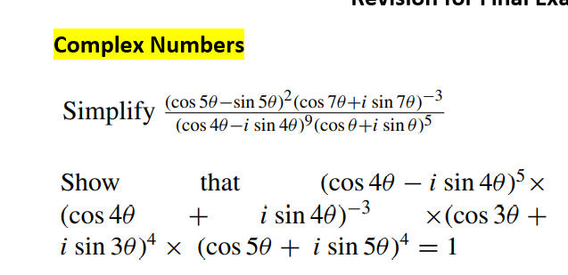 Solved Complex Numbers Simplify | Chegg.com