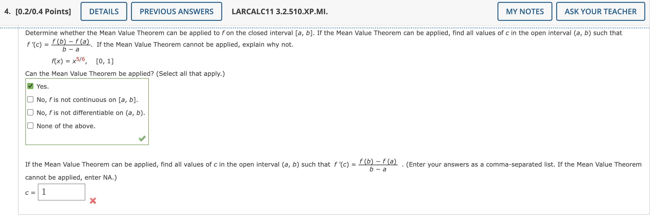 Solved f′(c)=b−af(b)−f(a). If the Mean Value Theorem cannot | Chegg.com