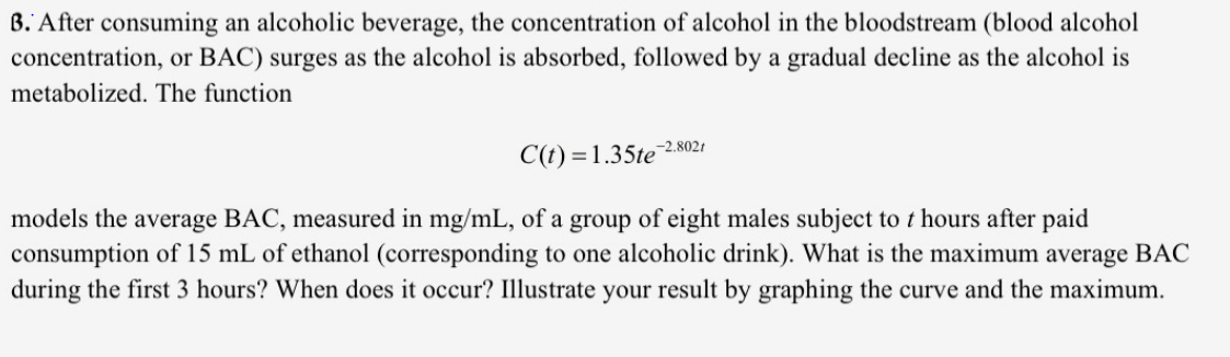 Solved B. After consuming an alcoholic beverage, the | Chegg.com