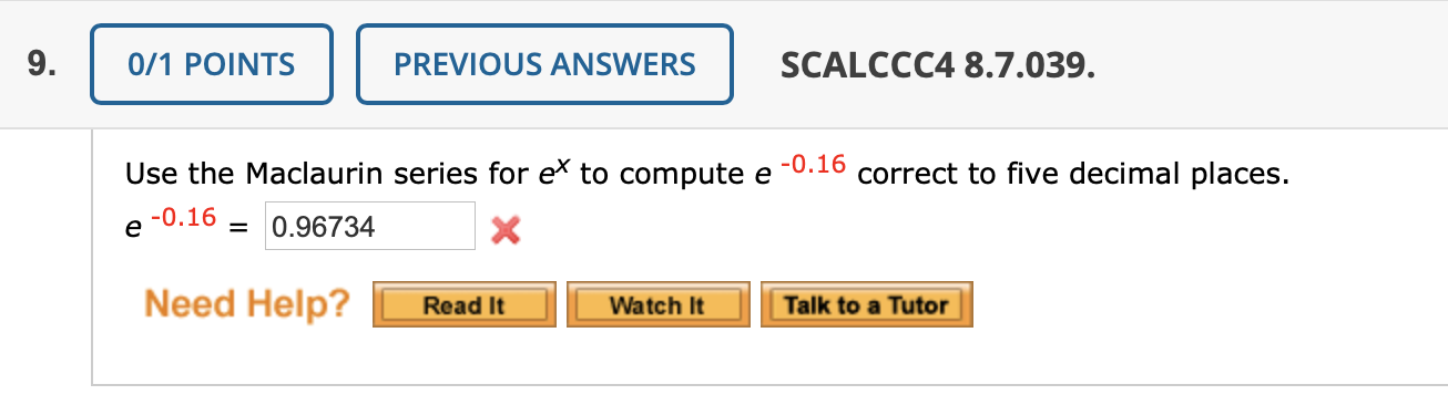 Solved 0/1 POINTS PREVIOUS ANSWERS SCALCCC4 8.7.039. Use the | Chegg.com